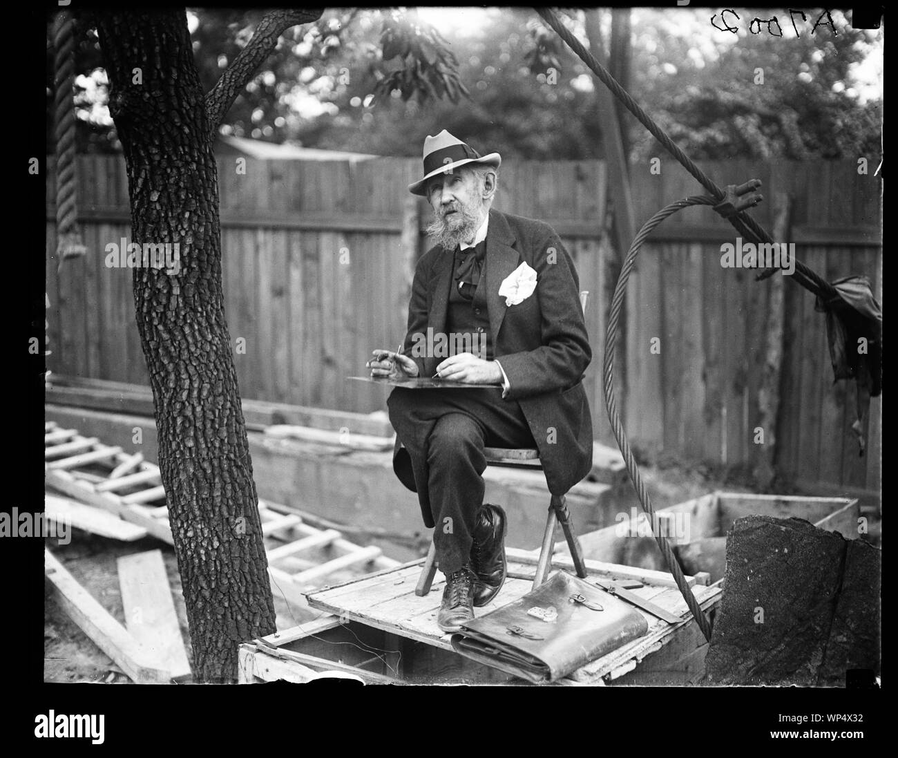 Joseph Pennell, the noted Philadelphia artist, etching the Wash ...