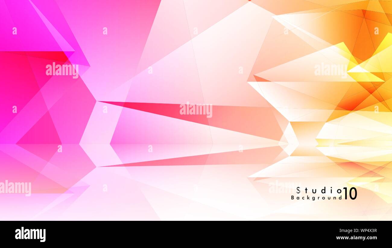 Vector studio background. abstract triangles with colorful gradients and background mirrors ...