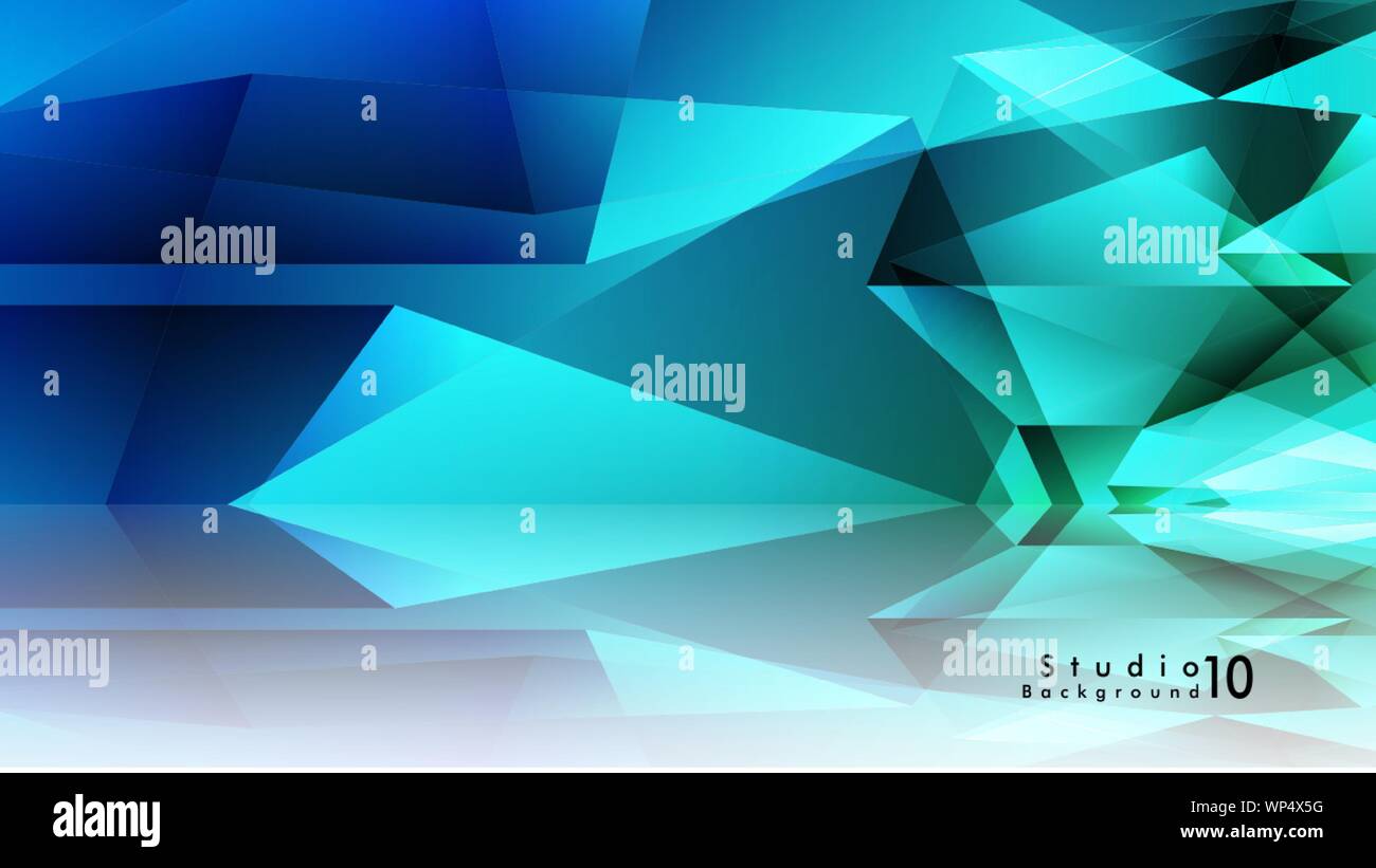 Vector studio background. abstract triangles with colorful gradients and background mirrors ...