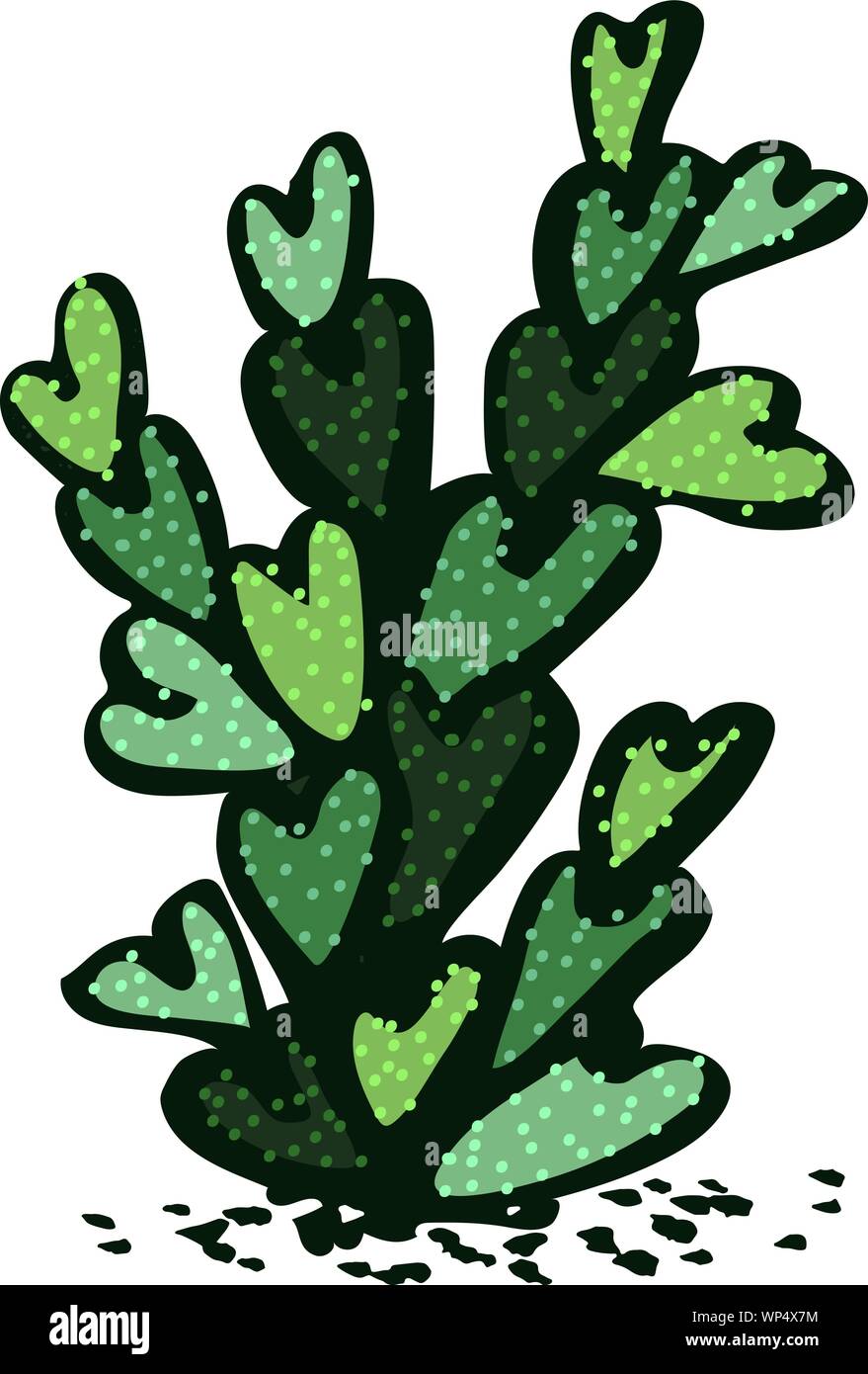 illustration of single lonenly cactus with heart shaped leaves Stock ...