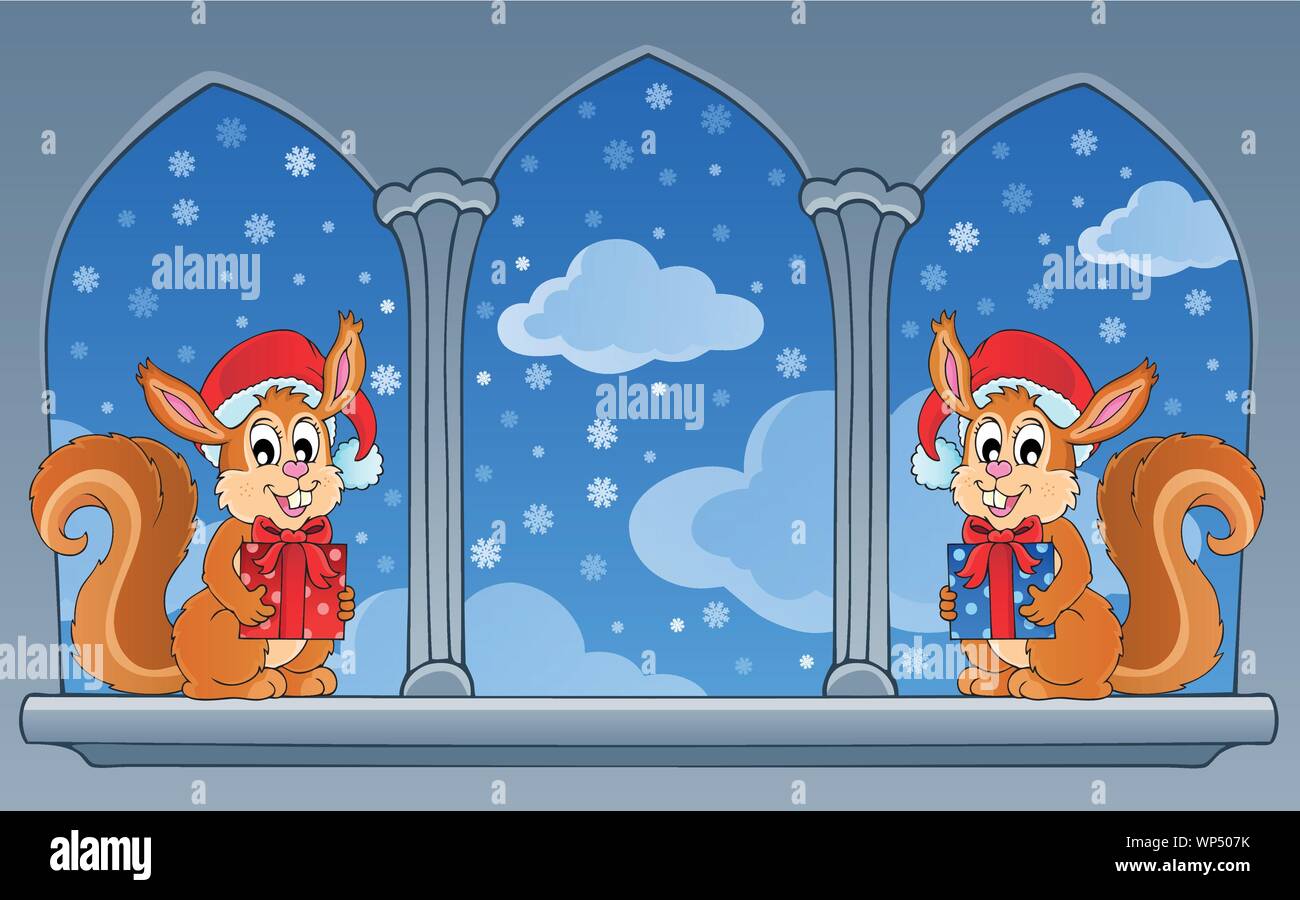 Castle window with Christmas theme Stock Vector Image & Art - Alamy