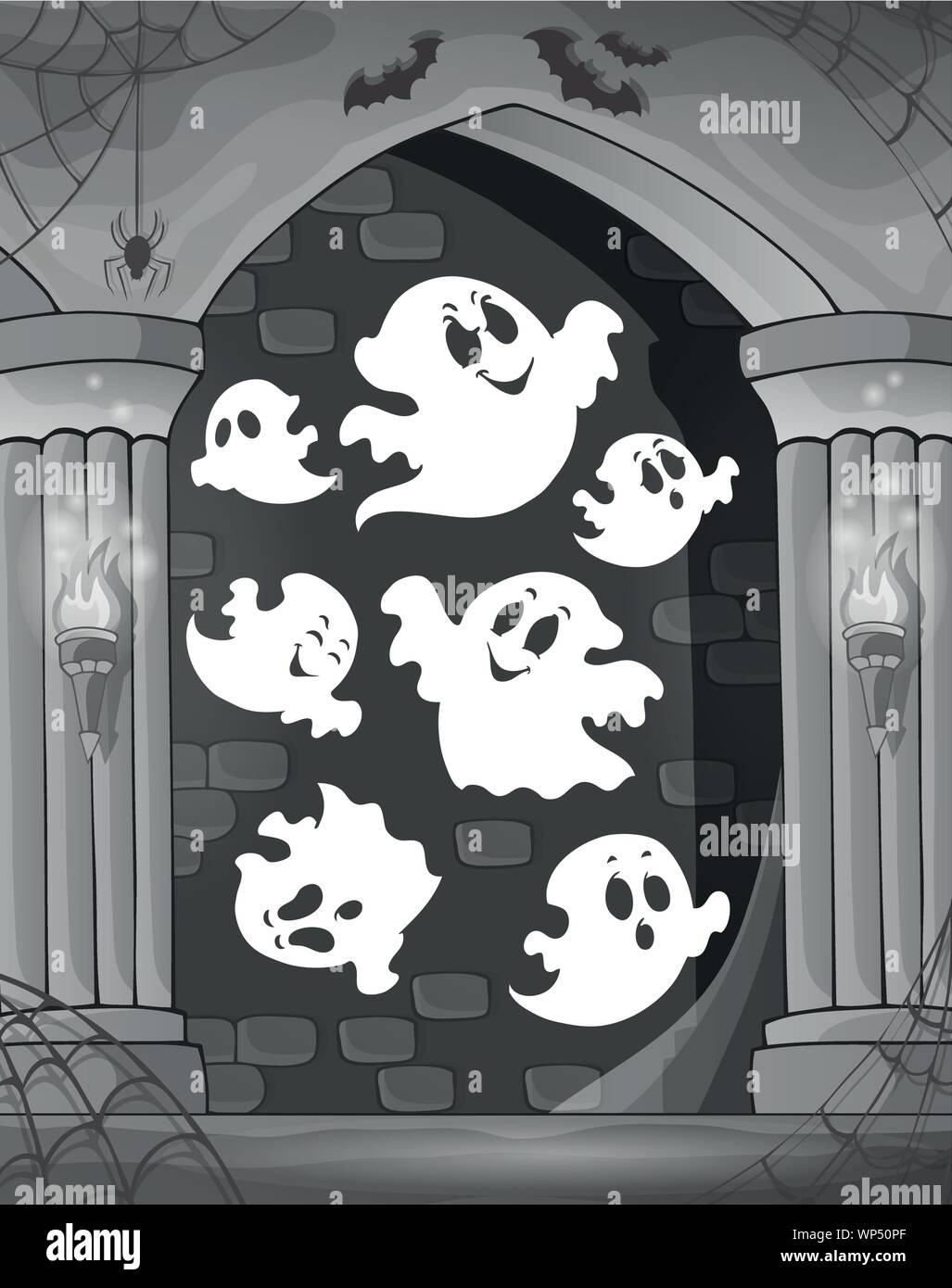 White ghost haunting night Stock Vector Images - Alamy