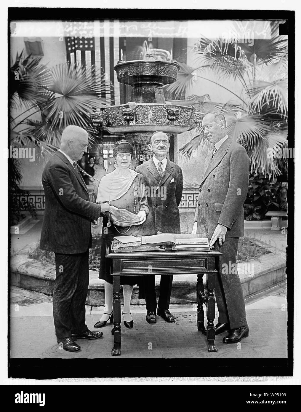 Judge Payne receiving album from Colombian Minister, 10/9/29 Stock ...