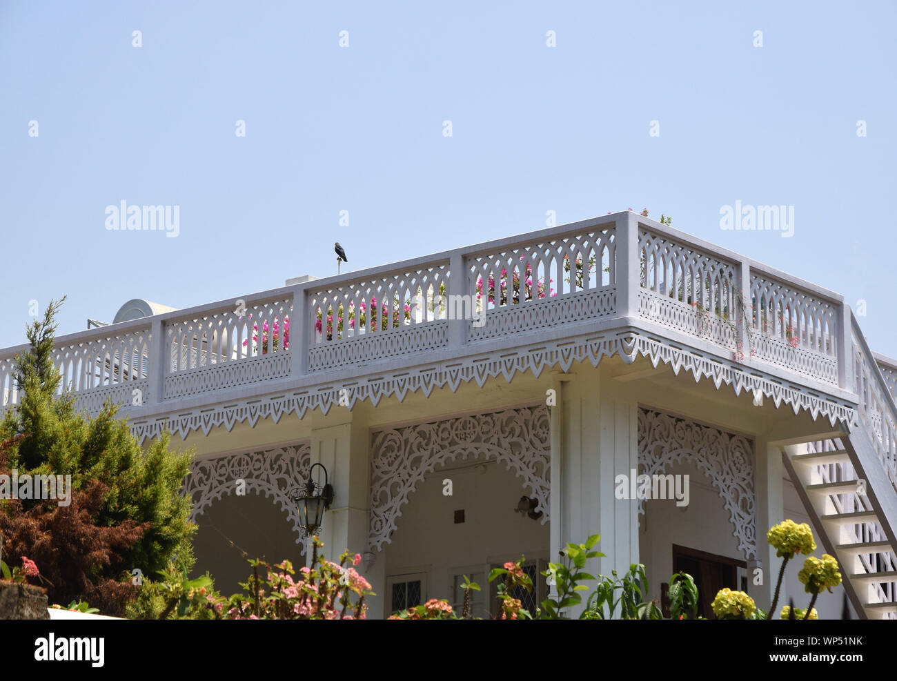 Delight Homestay, traditional white painted guest house Stock Photo - Alamy