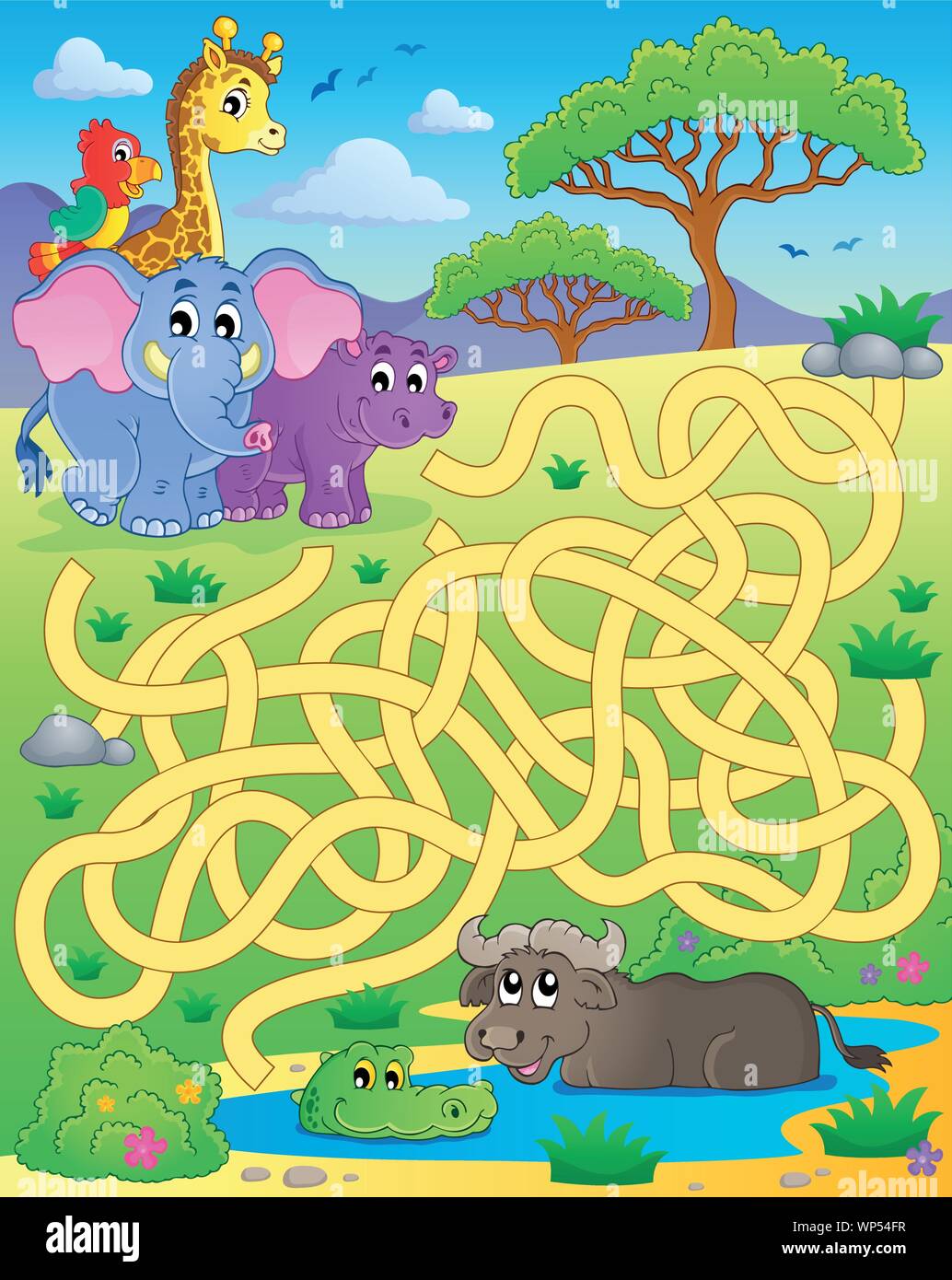 Crocodile water buffalo Stock Vector Images - Alamy