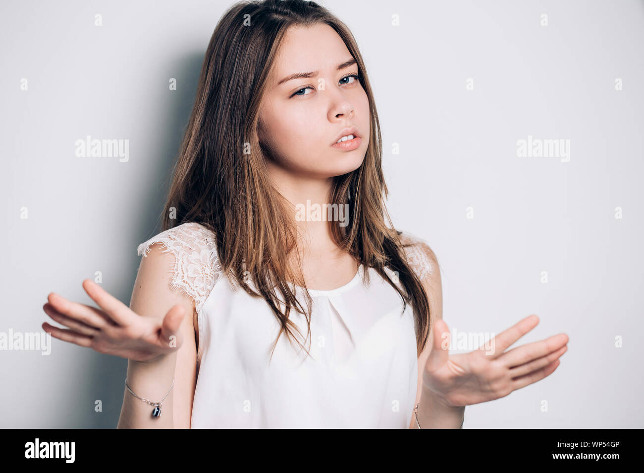 woman showing sign to say no to someone with feeling angry. woman ...