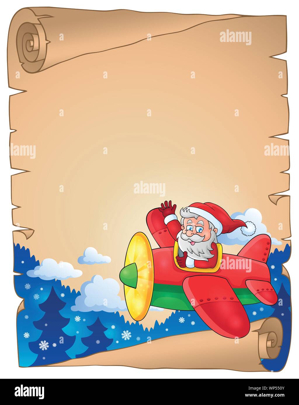 Parchment with Santa Claus in plane Stock Vector Image & Art - Alamy