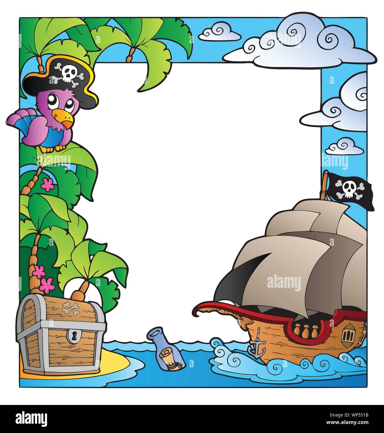 Frame with sea and pirate theme 1 Stock Vector Image & Art - Alamy