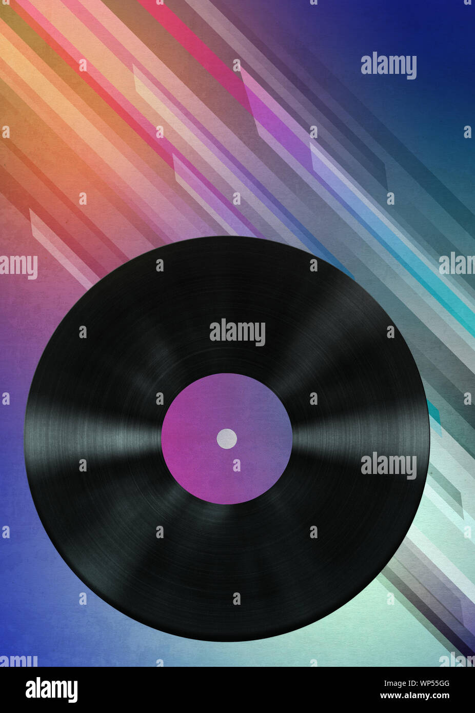 Grunge retro style poster with vinyl record design, music themed ...