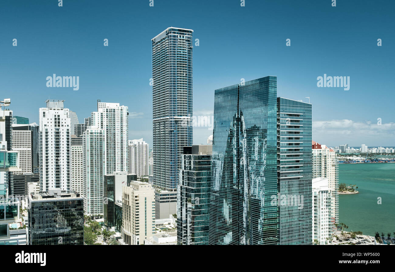 Aerial night view downtown miami hi-res stock photography and images ...