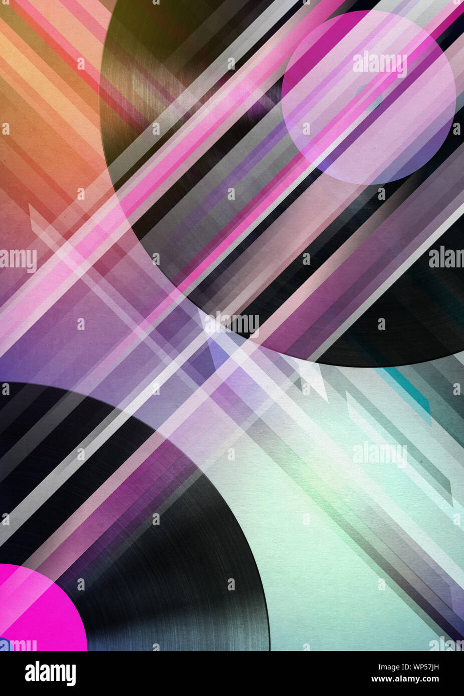 Grunge retro style poster with vinyl record design, music themed ...