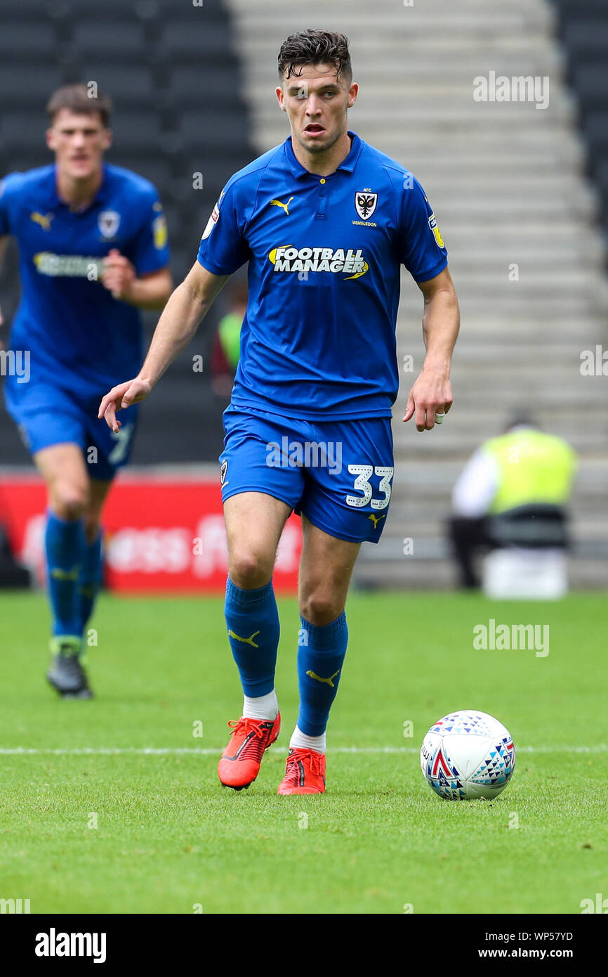 Milton Keynes, UK. 7th Sep, 2019. Wimbledon's Callum Reilly during the ...