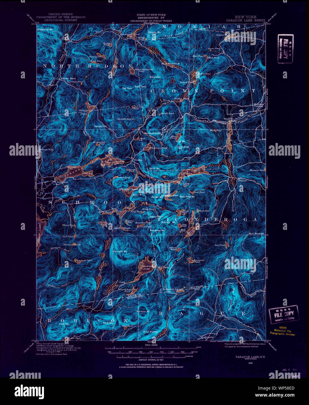 New York NY Paradox Lake 136381 1895 62500 Inverted Restoration Stock ...