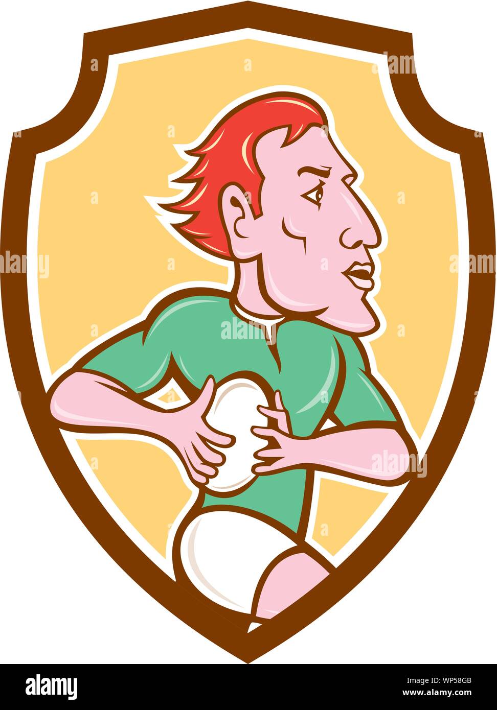 Rugby Player Running Ball Shield Cartoon Stock Vector Image & Art - Alamy