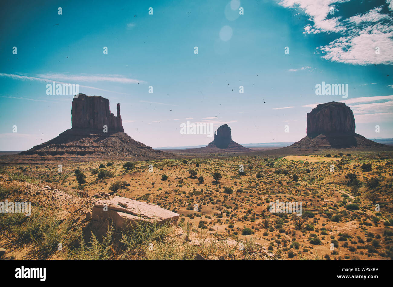 Amazing aerial view of Monument Valley on a beautiful morning, AZ Stock ...