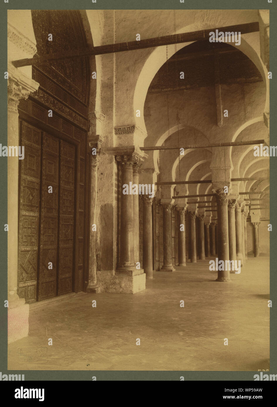 Kairouan. Details of the cloister of the Grand Mosque, showing ancient ...