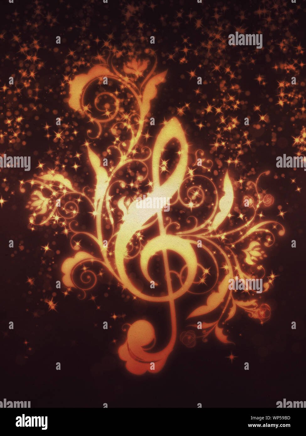 Illustration of abstract grunge retro musical notes background with ...