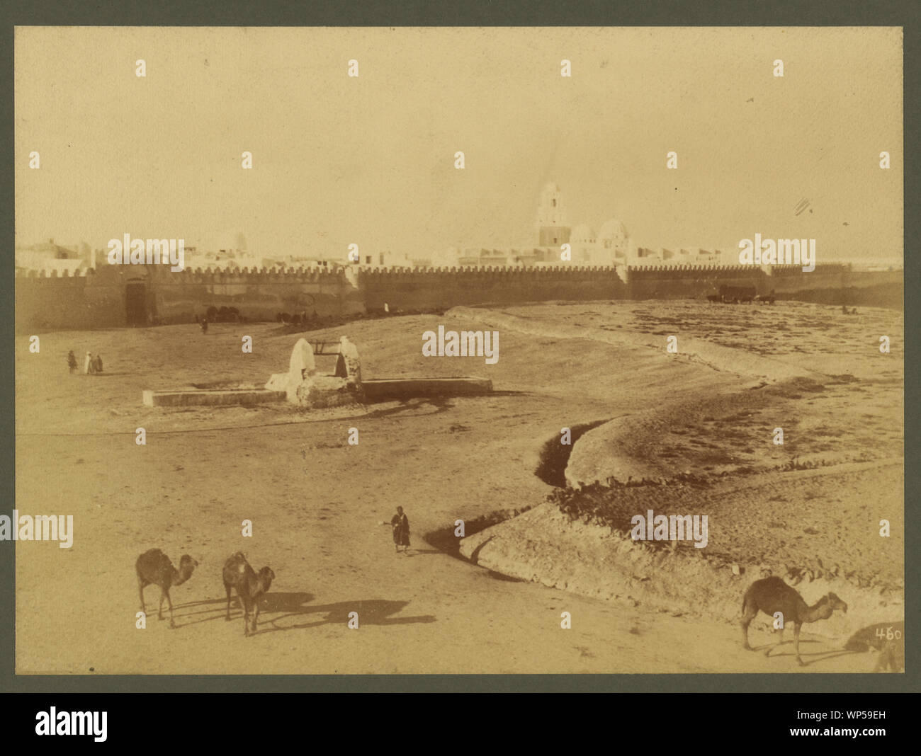 Kairouan. General view of the Grand Mosque of Sidi Okba from without ...