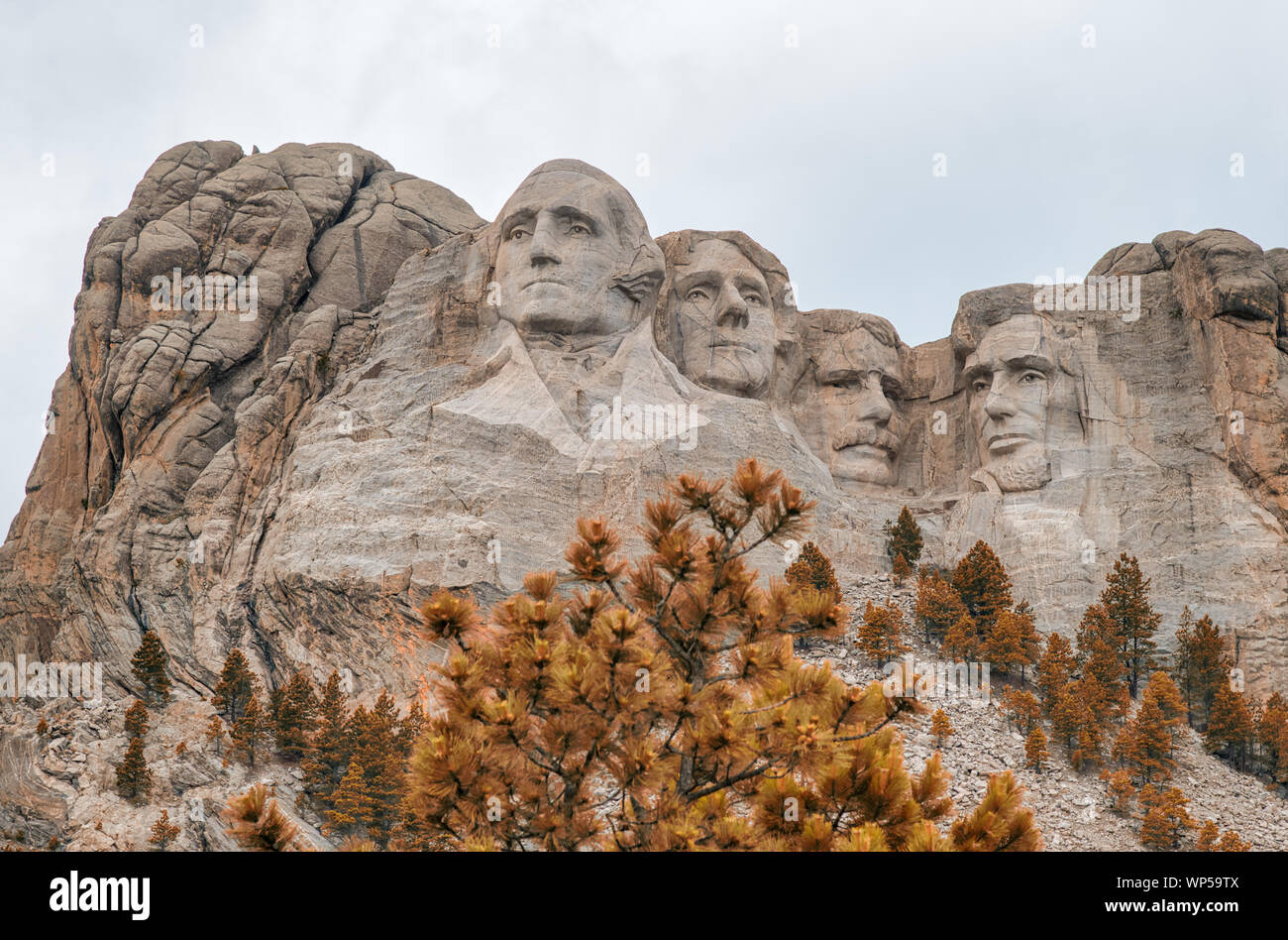 Amazing view of Mount Rushmore on a overcast summer day, South Dakota ...
