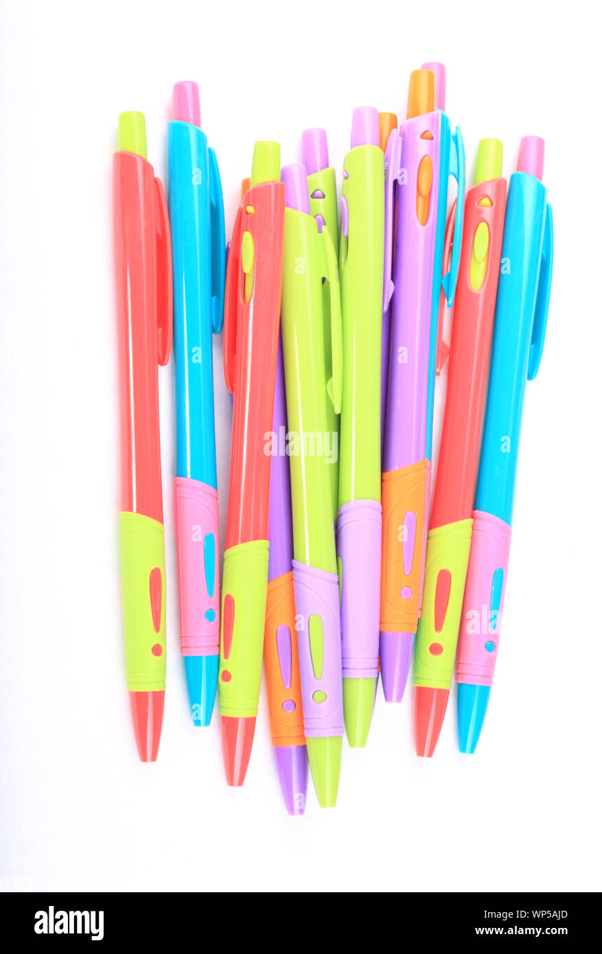 many Ball Pen on white Background Stock Photo - Alamy