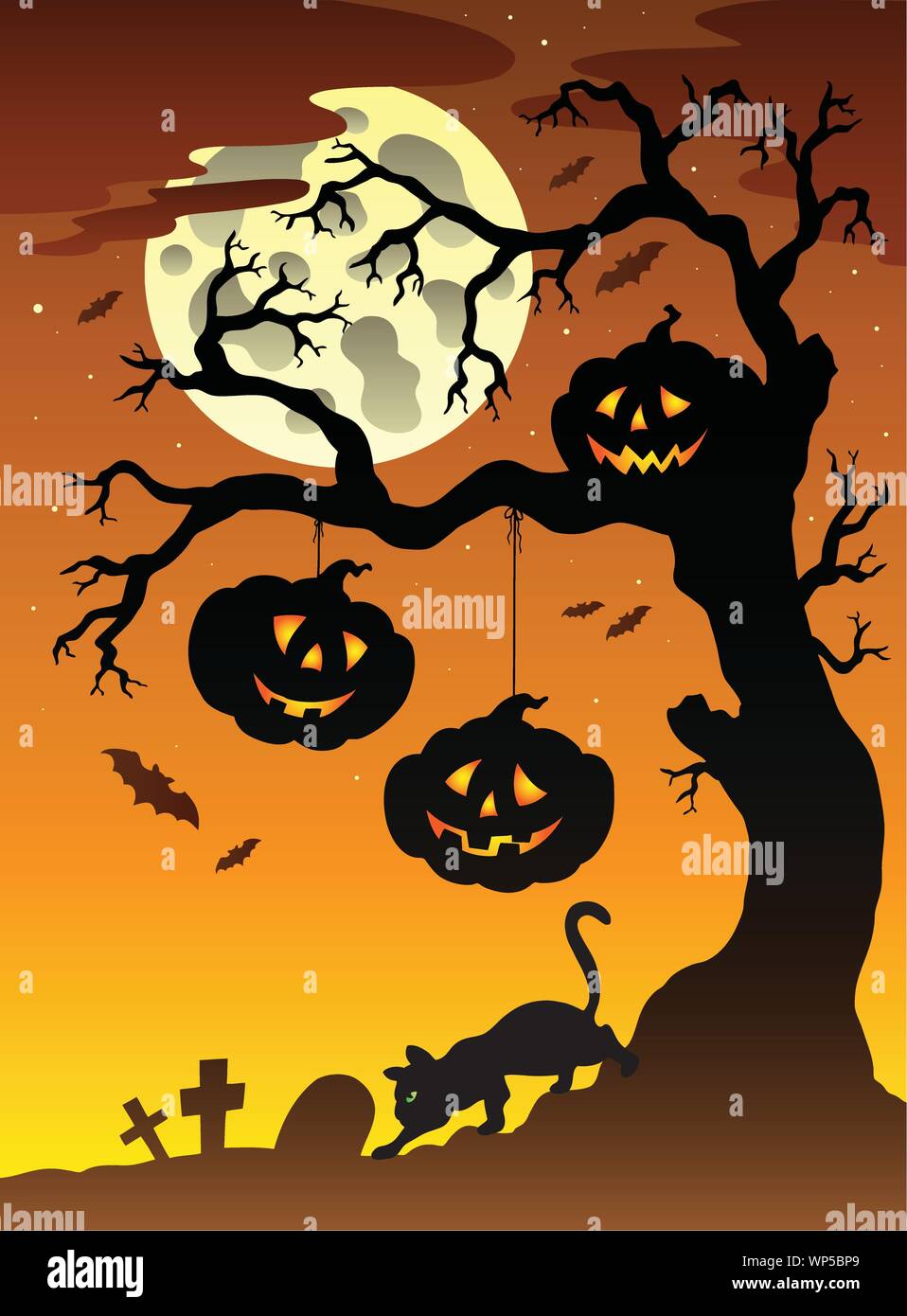 Scene with Halloween tree 2 Stock Vector Image & Art - Alamy