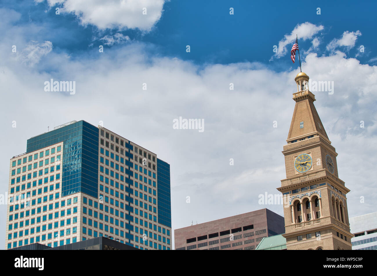 Modern buildings of Denver, Colorado. Beautiful city skyline in summer ...