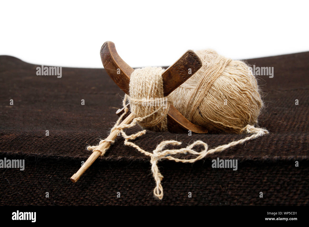 wool spinning equipment, goat hair, old crafts Stock Photo - Alamy