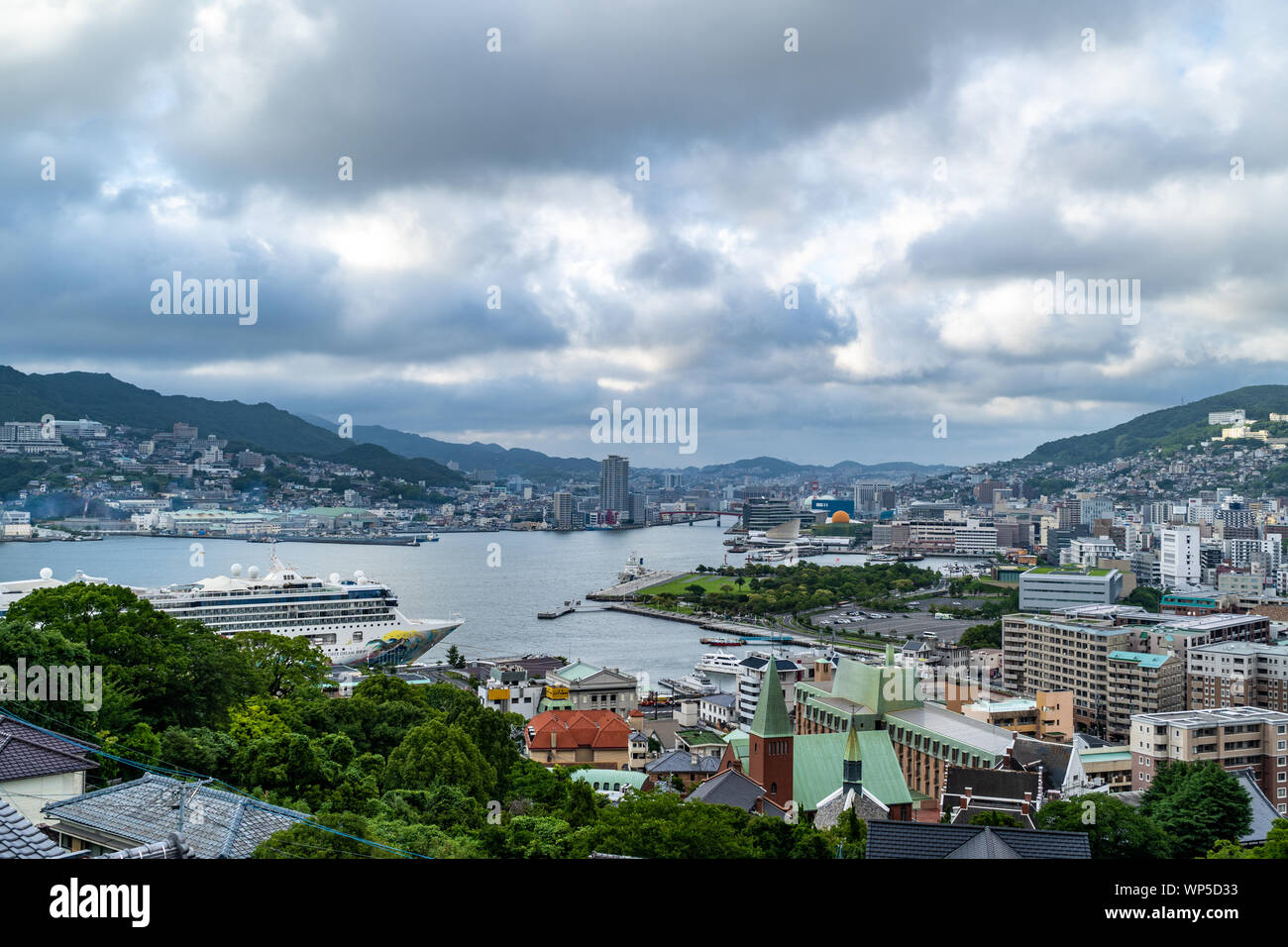 Nagasaki, Japan - 11 July 2019 - Timelapse of clouds move across ...