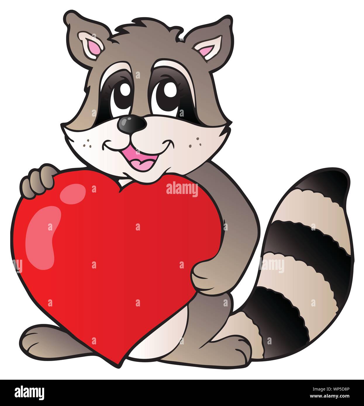 Cute racoon holding heart Stock Vector Image & Art - Alamy