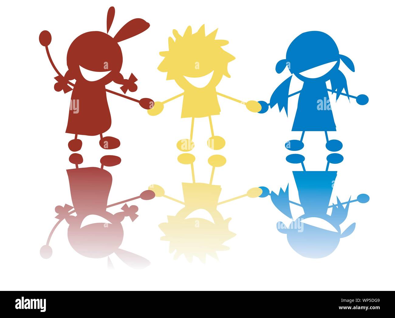 Happy little children holding hands in colors Stock Vector Image & Art ...