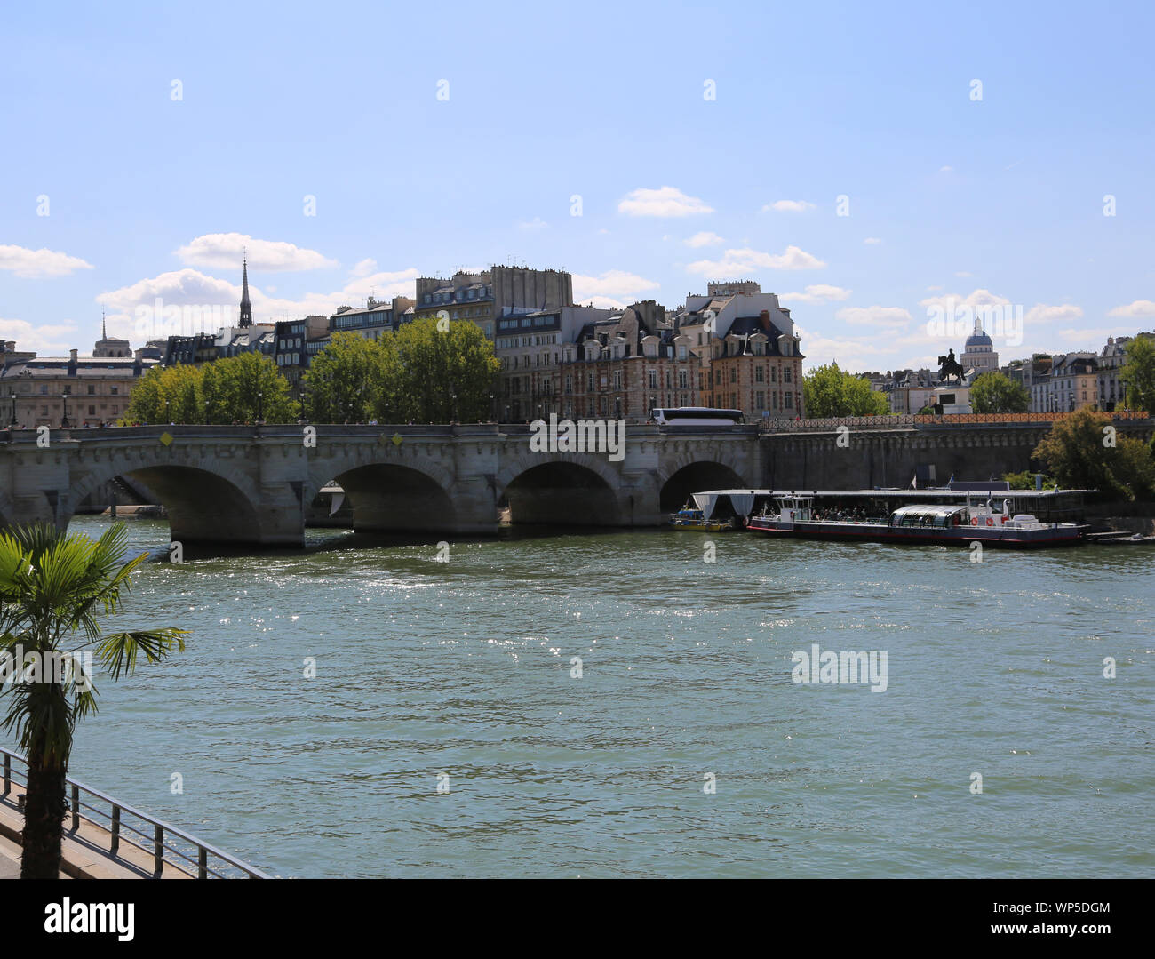 Ancient bridge over the Seine river in Paris in France called PONT NEUF ...