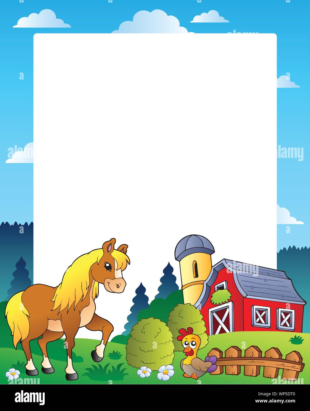 Country frame with red barn 4 Stock Vector Image & Art - Alamy