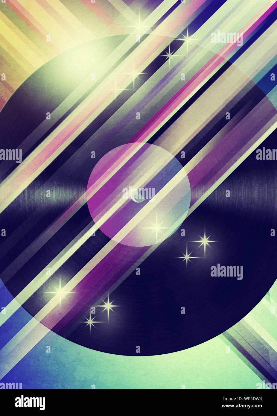 Grunge retro style poster with vinyl record design, music themed ...