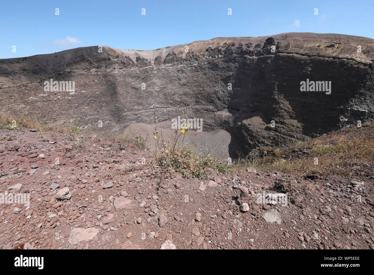 crater of volcano Vesuvius also called Vulcano Vesuvio in Italian ...