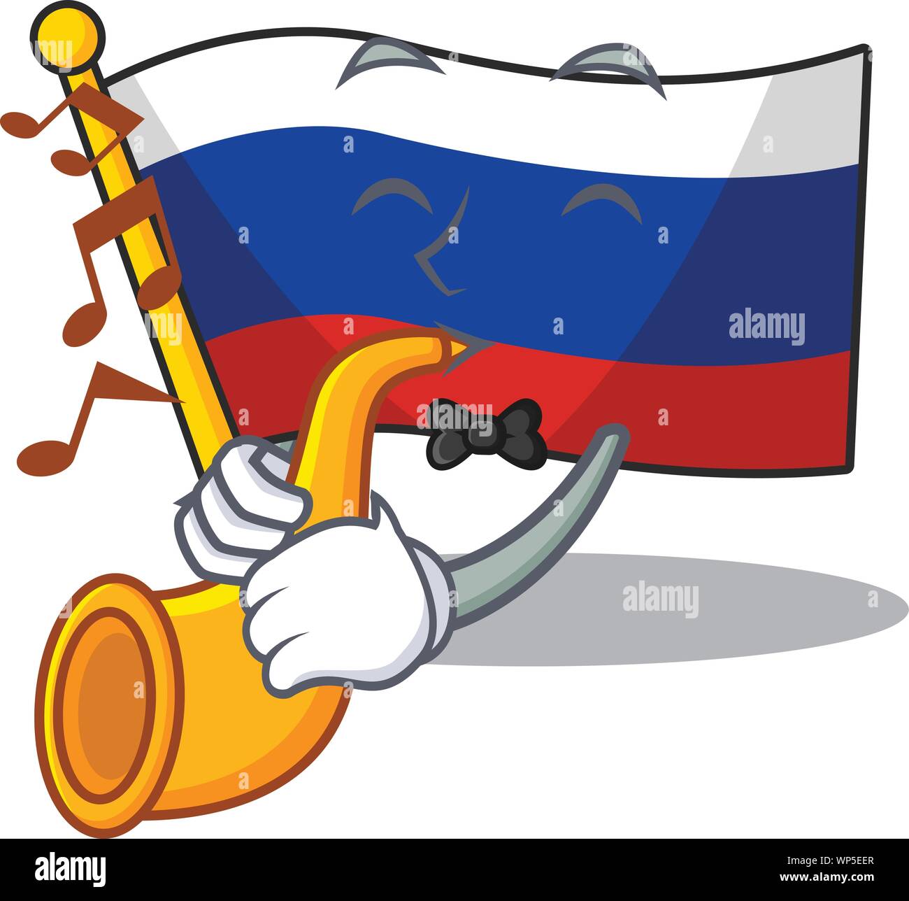 With trumpet mascot russian flag hoisted on pole Stock Vector Image ...