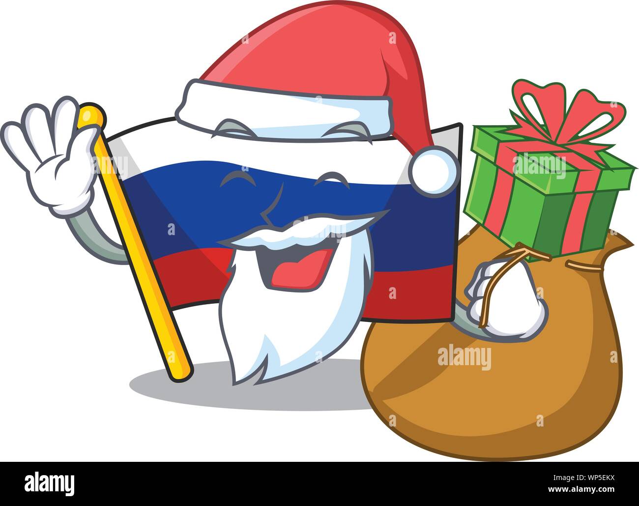 Santa with gift flag russia isolated in the cartoon Stock Vector Image ...