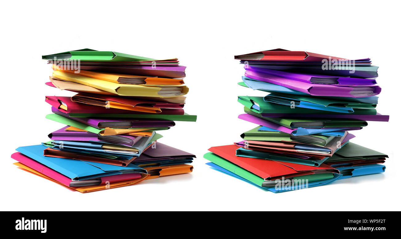 Stacks of Document Folders on White Background Stock Photo - Alamy