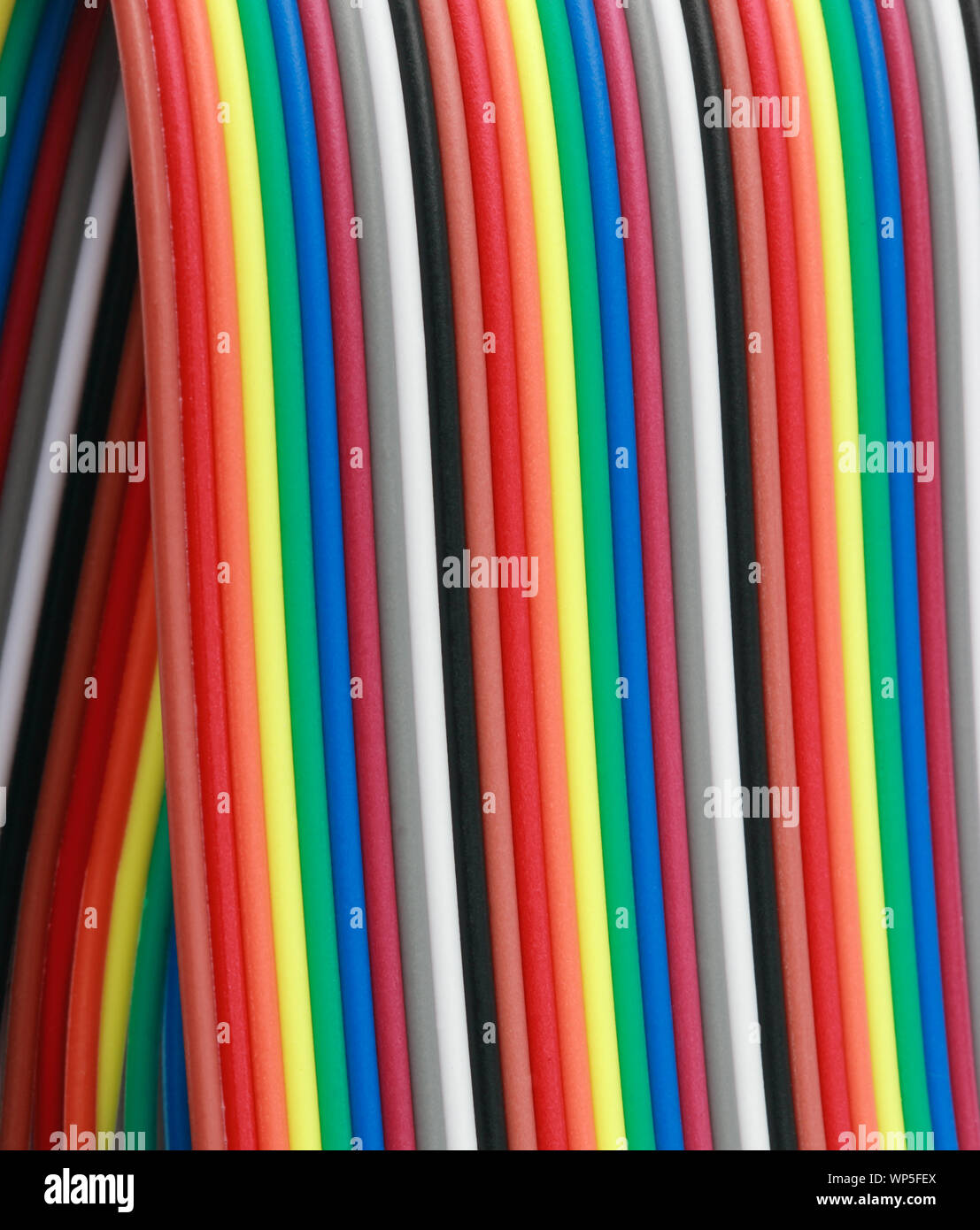 many wire ribbon cable at dry sunny day Stock Photo - Alamy