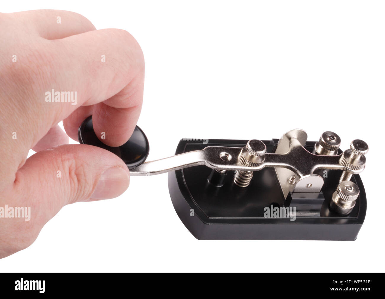 Hand with Morse Key Isolated Stock Photo - Alamy