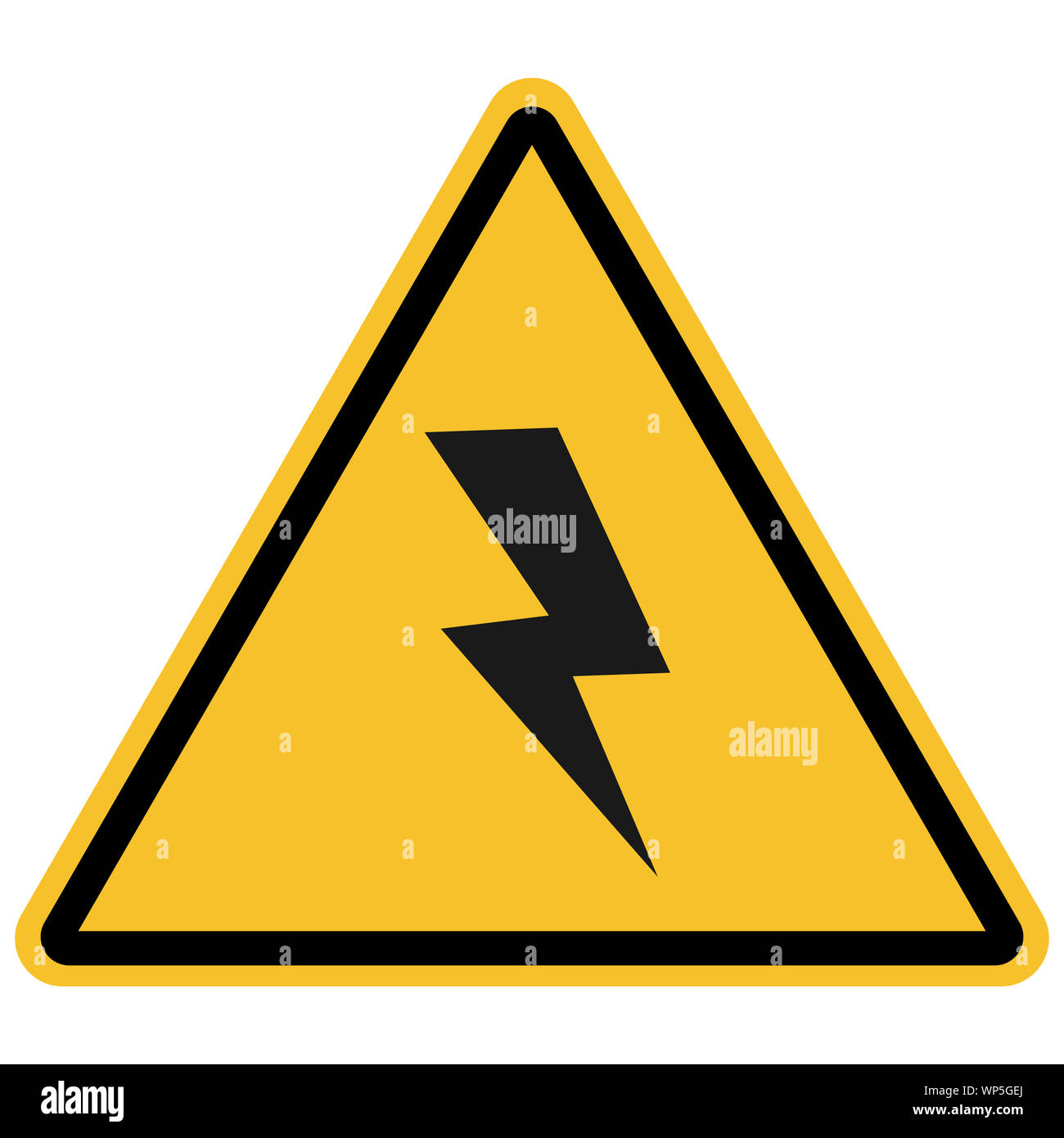 High voltage danger sign, safety vector illustration.Yellow,black ...