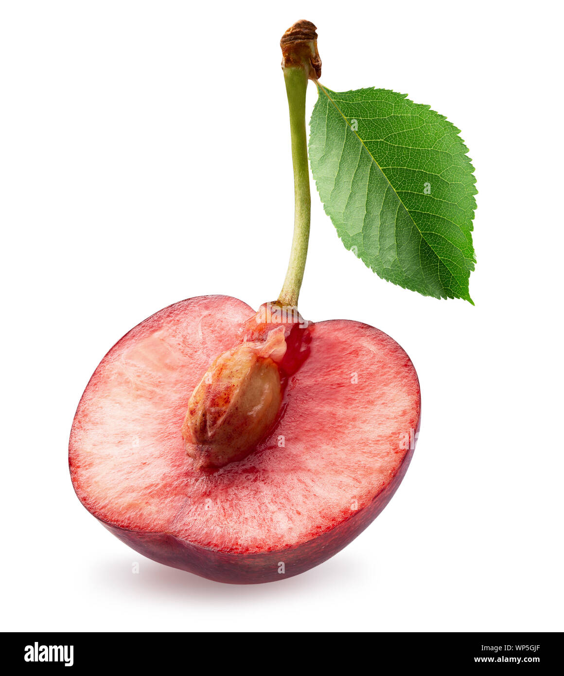 half of sweet cherry isolated on a white background Stock Photo - Alamy