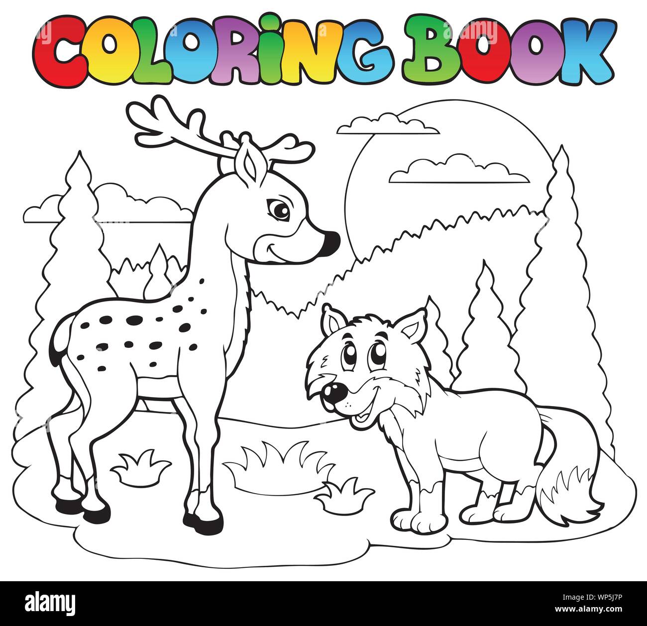 Coloring book with happy animals 1 Stock Vector Image & Art - Alamy