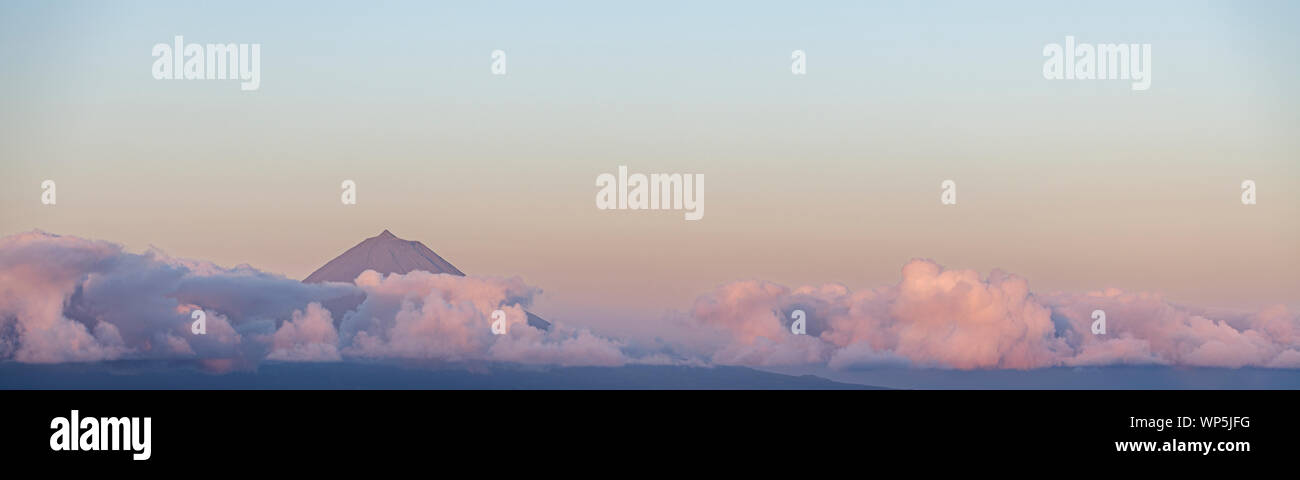 Mount Pico, Ponta do Pico with clouds layer at a beautiful sunrise as ...