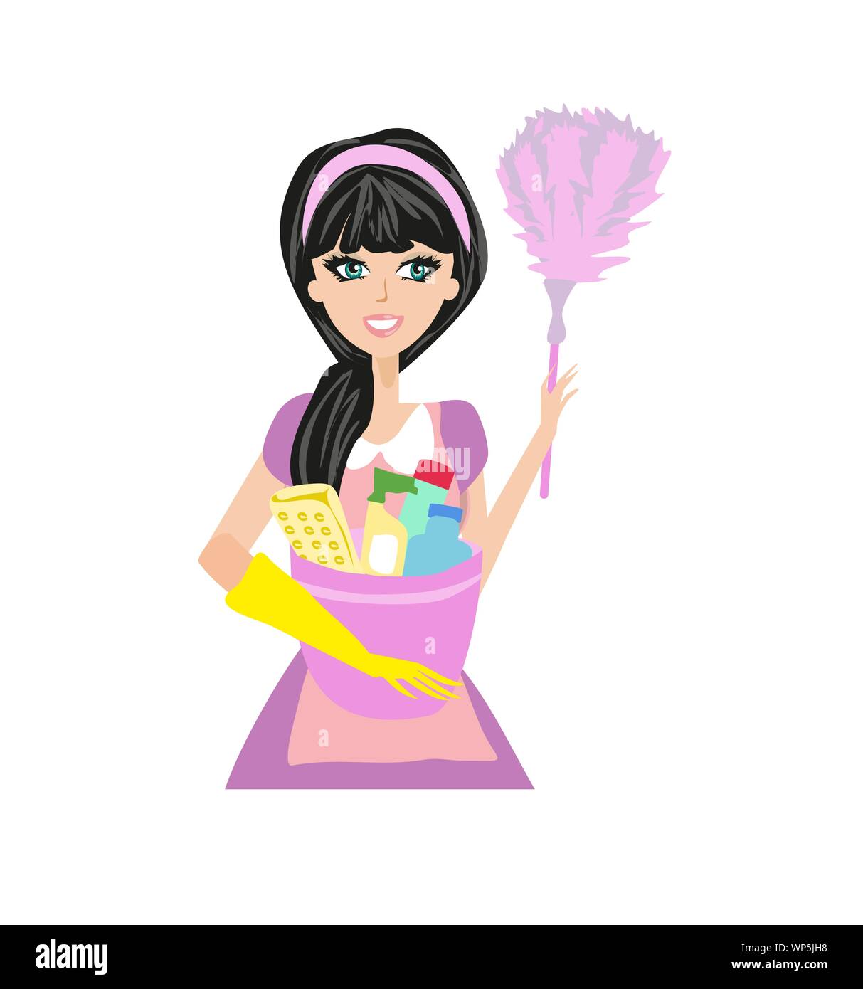 Beautiful smiling maid, isolated illustration Stock Vector Image & Art ...