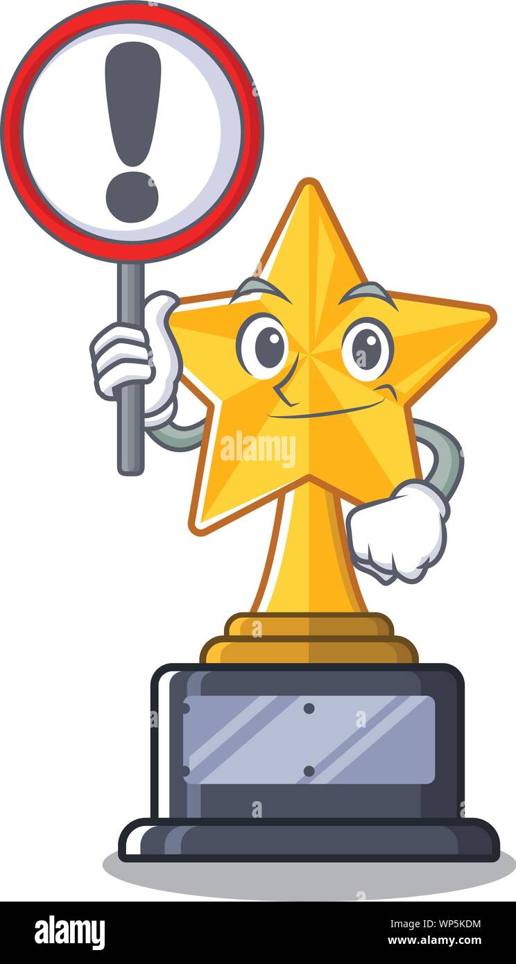 With sign cartoon star trophy in character drawer Stock Vector Image ...