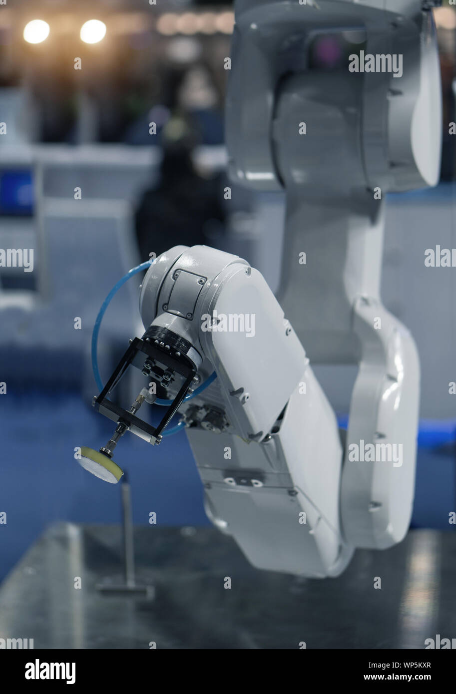 Picture of the details of the robot arm industrial machine that is ...