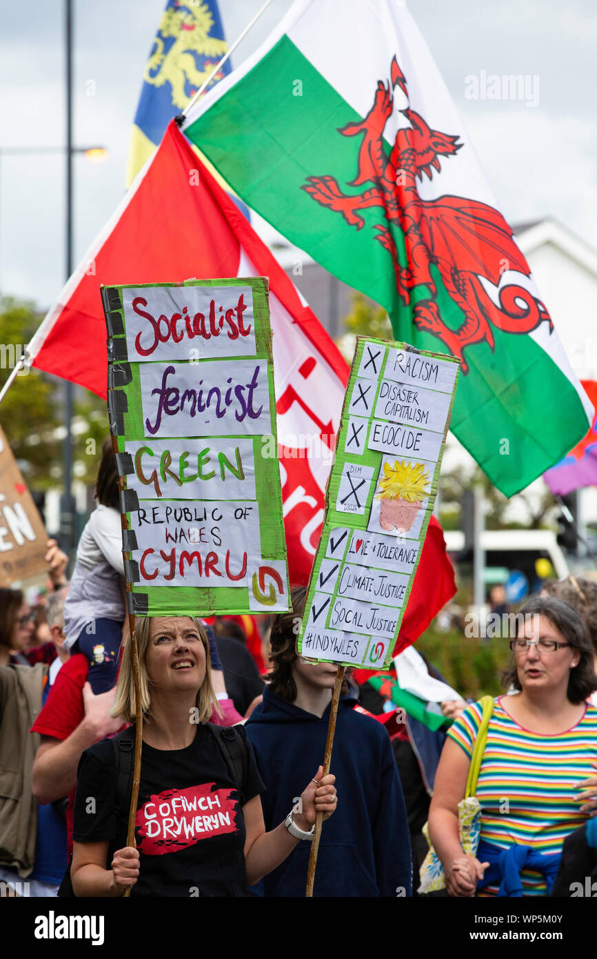 Protesters march for Welsh Independence through the streets of Merthyr ...