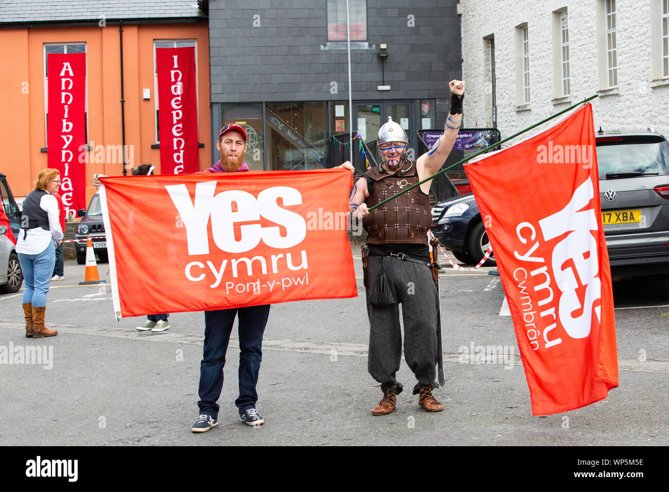 Protesters march for Welsh Independence through the streets of Merthyr ...