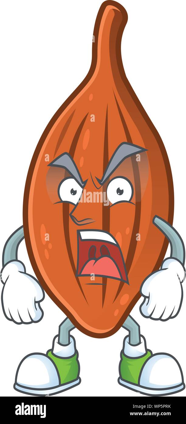 Angry choco almond cartoon character on white background Stock Vector ...