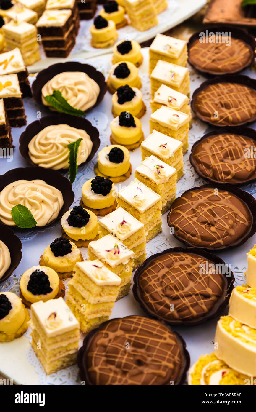 Fancy pastry deserts at a banquet Stock Photo - Alamy